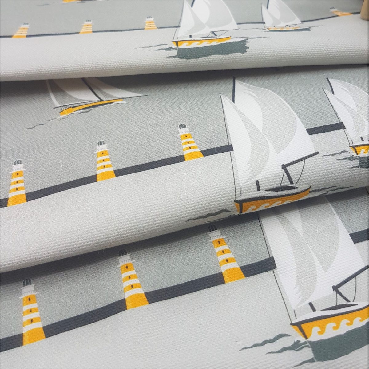 Nautical Grey Boats Roman Blind - Aqua Furnishings